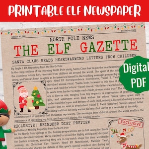 Printable Elf Newspaper, Elf Christmas Idea, Elf Printable, Elf ...