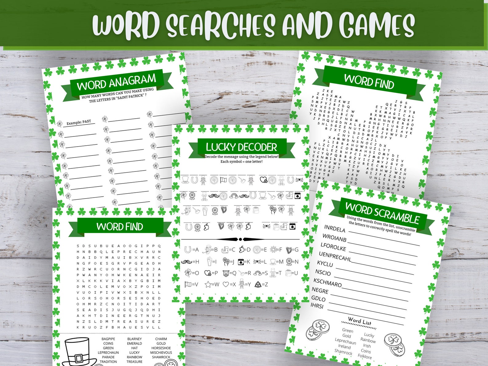 St. Patrick's Day Kids Activity Bundle, Maze, Word Games (digital ...