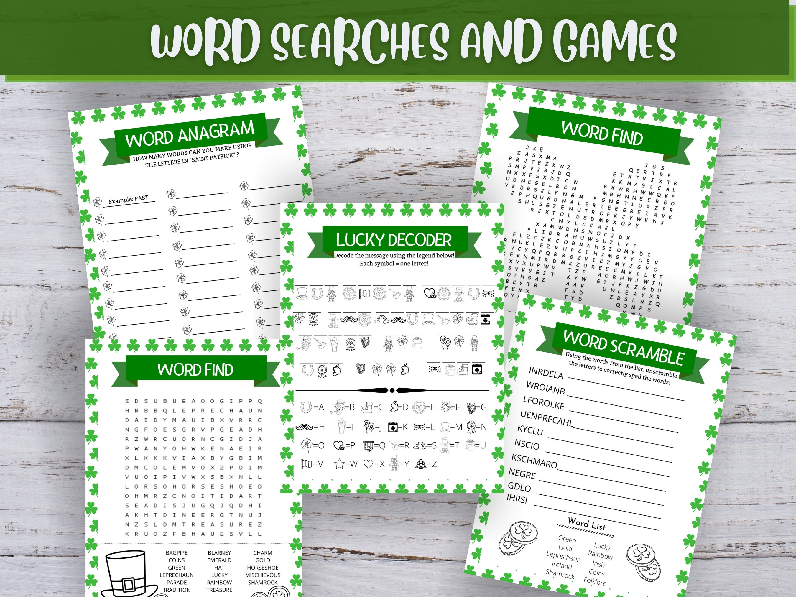 St. Patrick's Day Kids Activity Bundle, Maze, Word Games (digital ...