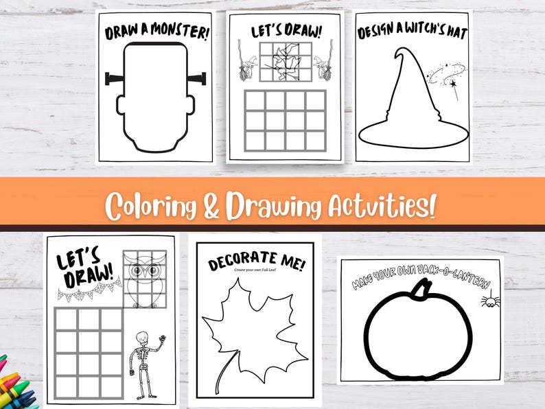 50 Page Kids Halloween Activity Bundle, Printable Games, Coloring Pages ...