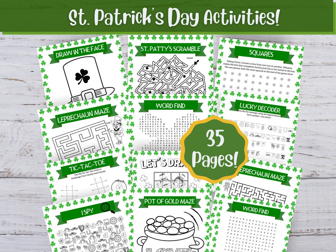 St. Patrick's Day Kids Activity Bundle, Maze, Word Games (digital ...