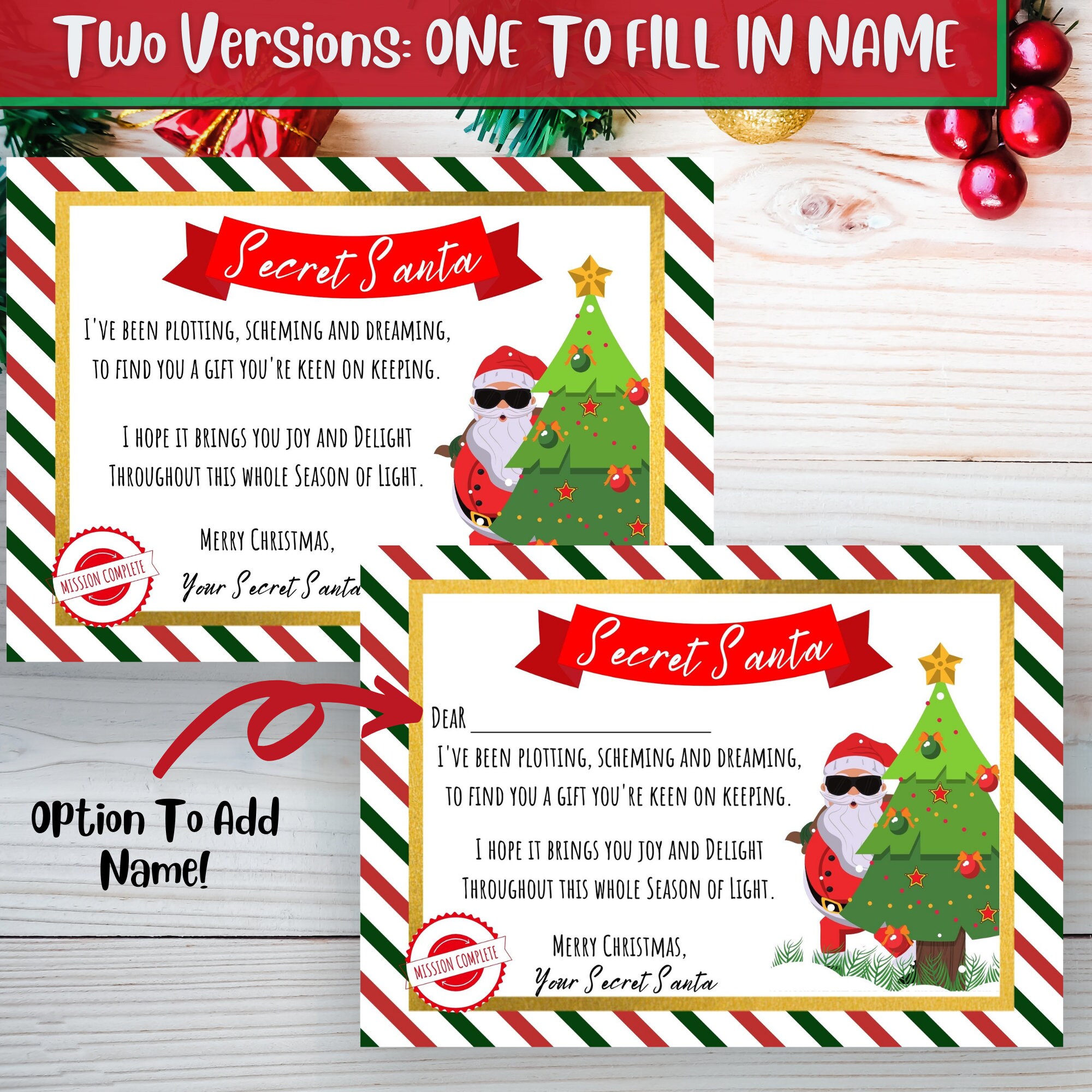 Secret Santa Christmas Card, Secret Santa Gift, Secret Santa Theme ...