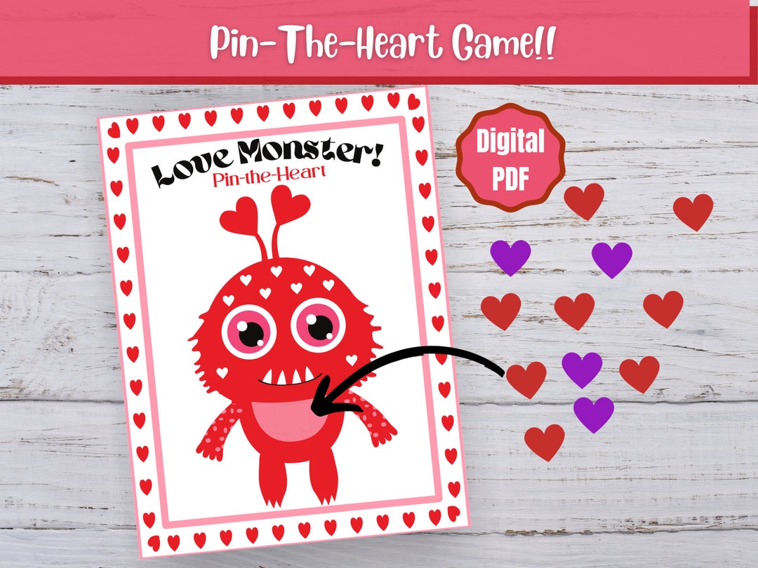 Valentine's Day Pin the Heart Game, Valentine's Day Classroom Game ...