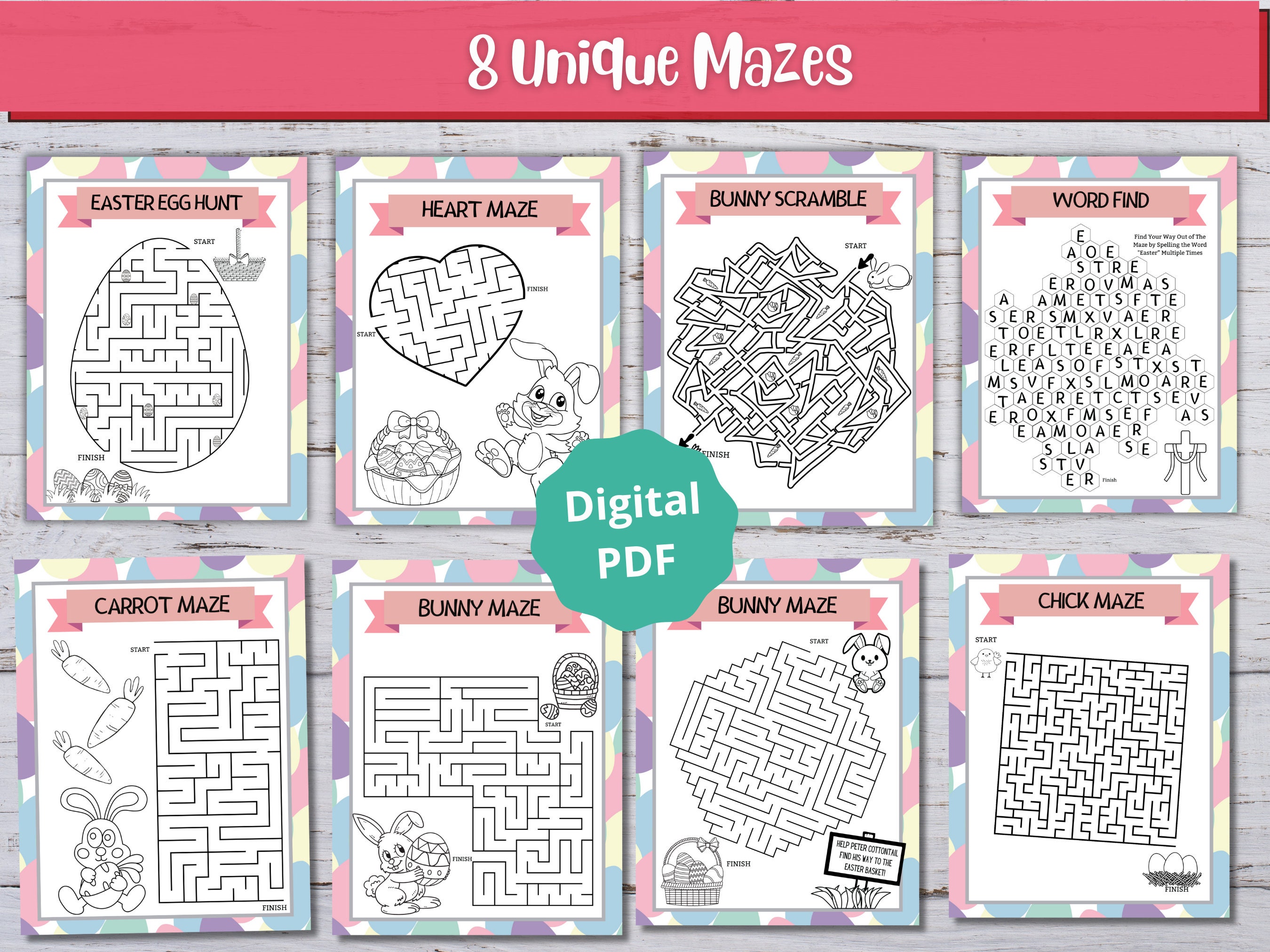 Printable Easter Activity Book, Kids Games, Coloring Pages (digital ...