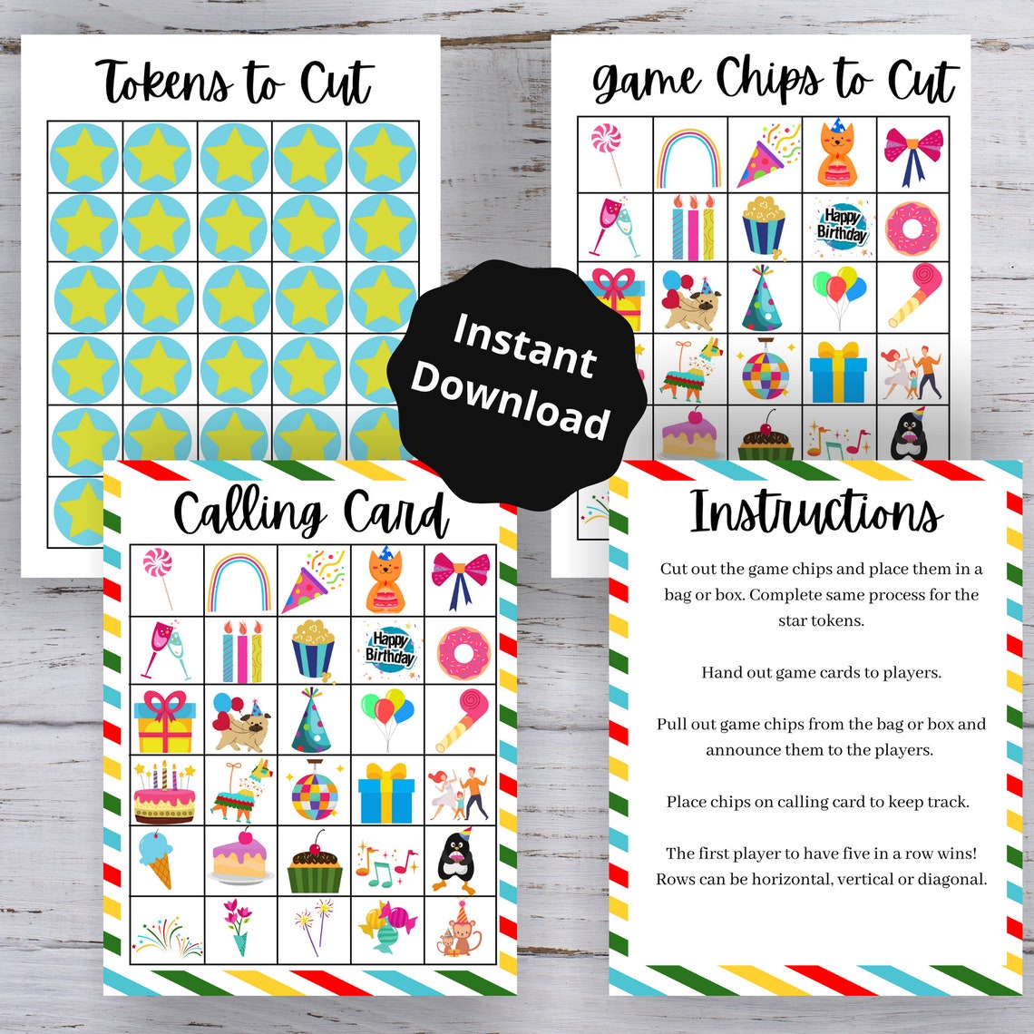 Birthday Bingo Birthday Party Printable Kids' Birthday - Etsy