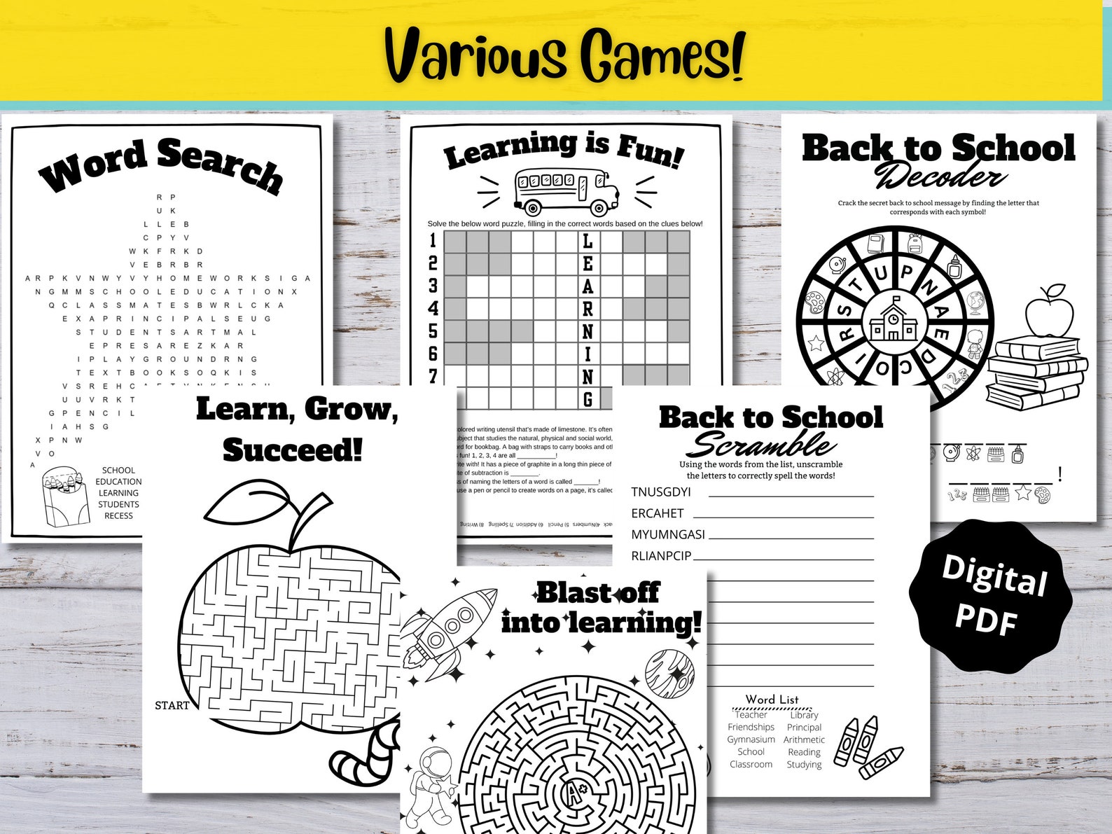 Back to School Activity Pack, First Day of School Classroom Games ...