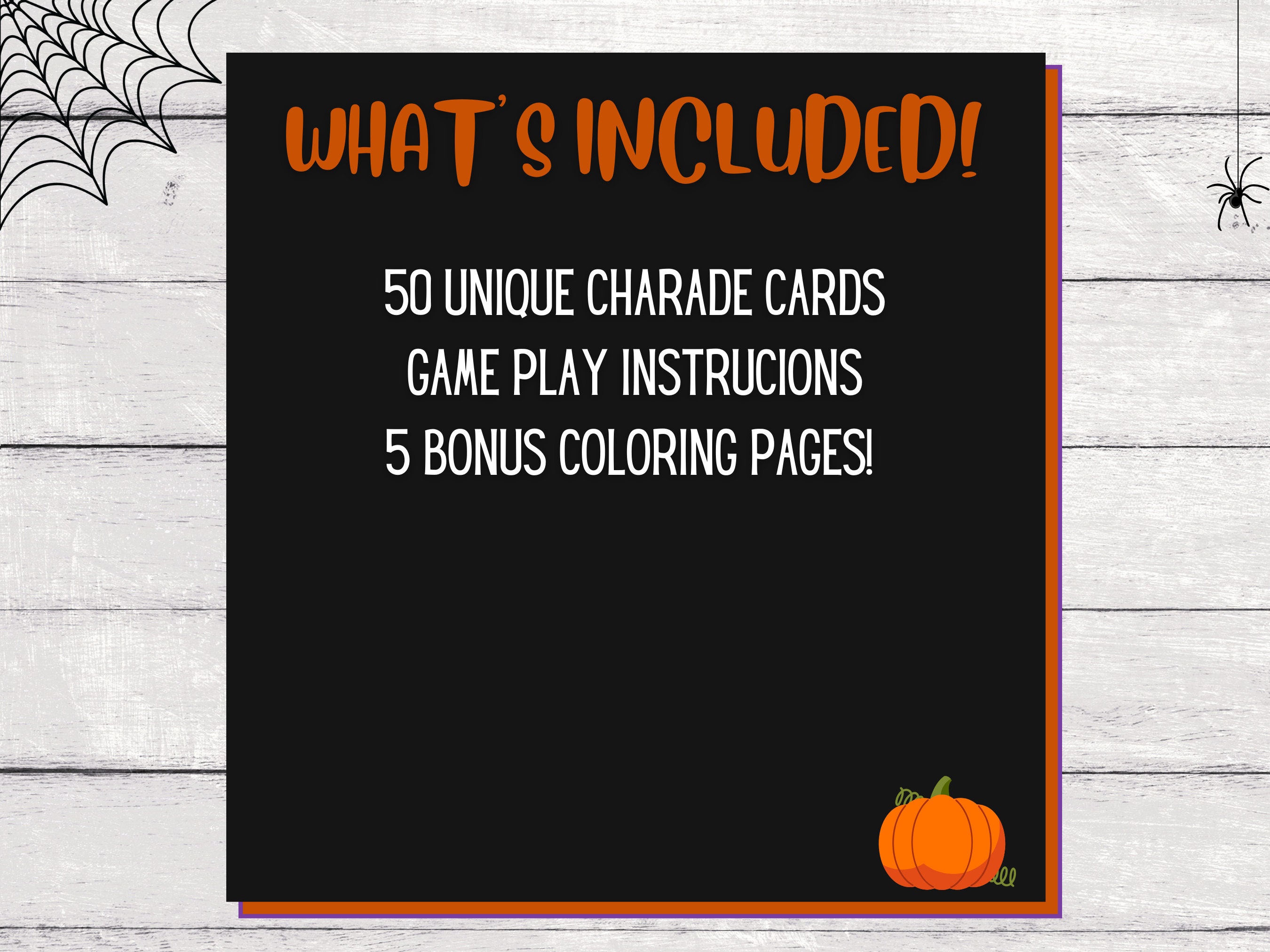 Halloween Charades Game, 50 Cards, Kids Party (digital Download) - Etsy