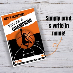 Basketball Valentine's Day Card, Kid's Basketball Valentine Tag ...