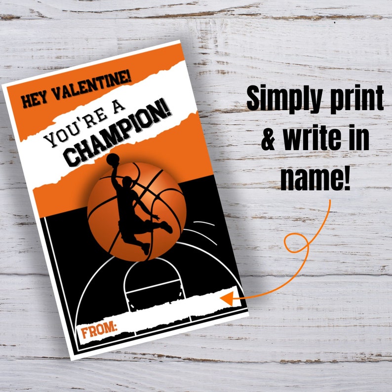 Basketball Valentine's Day Card Kid's Basketball - Etsy