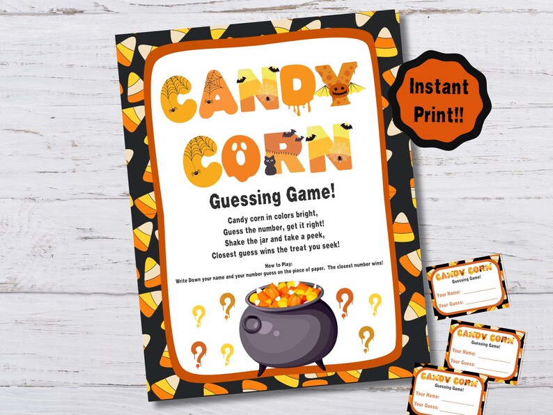 Candy Corn Guessing Game, Halloween Party Activity (printable PDF) - Etsy