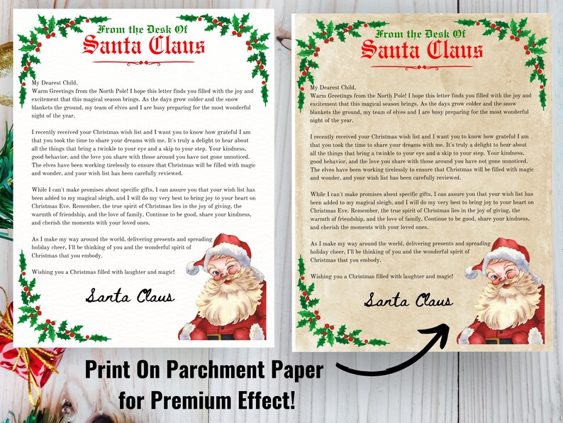 Personalized Letter From Santa, Christmas Letter (digital Download) - Etsy