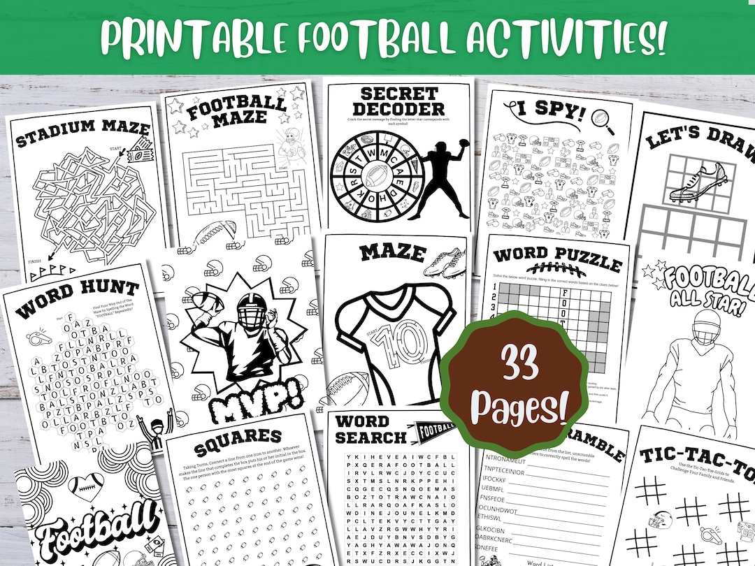 33 Printable Football Activities, Football Party Games, American ...