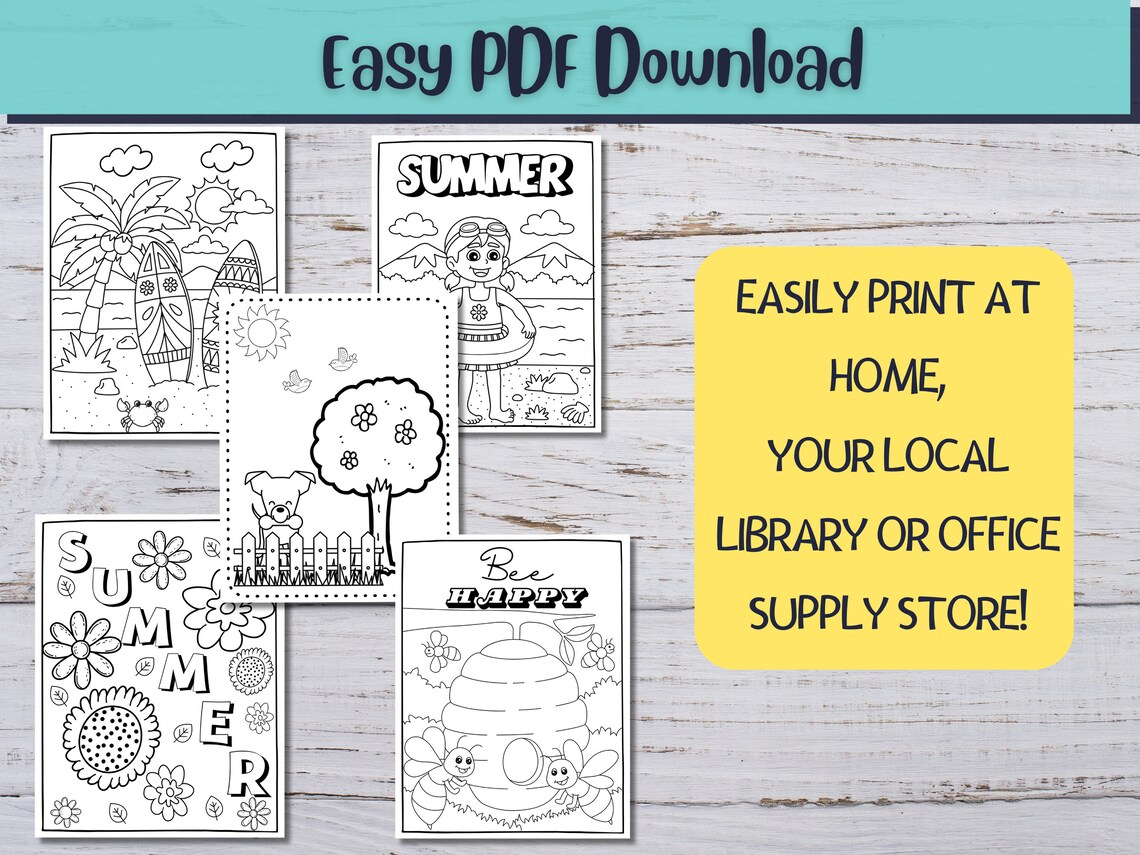 20 Summer Coloring Pages, Beach, Camping, Nature (digital Download) - Etsy
