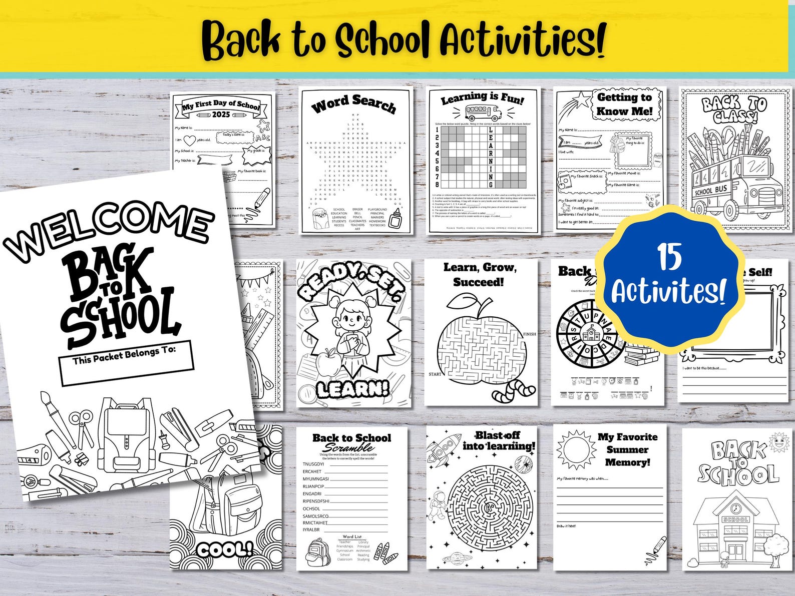 Back to School Activity Pack, First Day of School Classroom Games ...