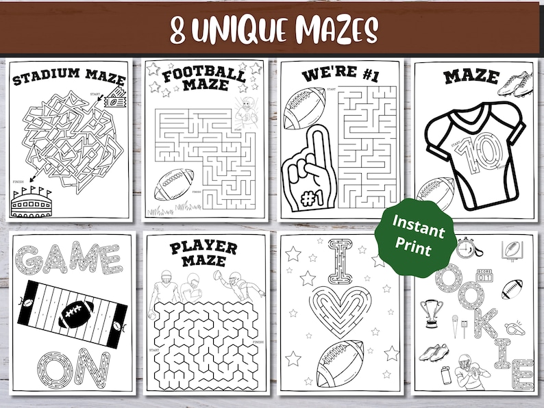 Printable Football Activity Bundle, Party Games, Coloring Pages (PDF ...
