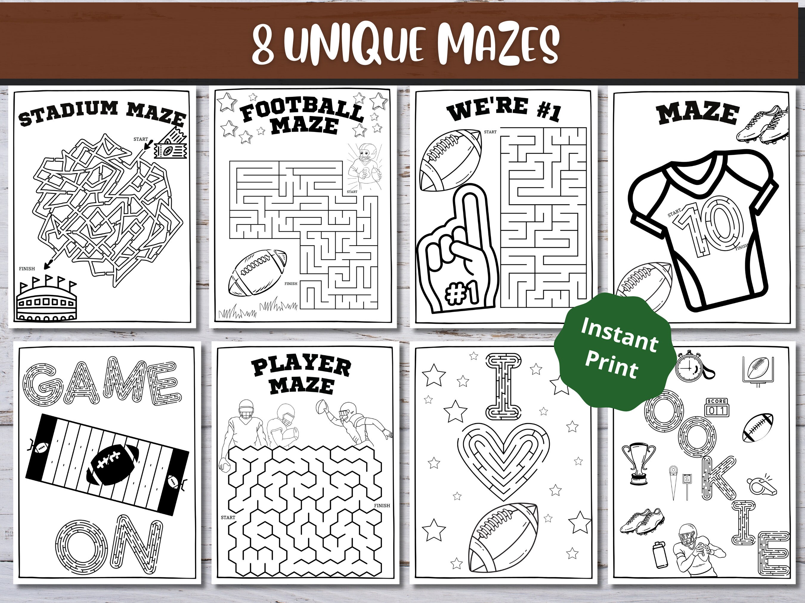 Printable Football Activity Bundle, Party Games, Coloring Pages (PDF ...
