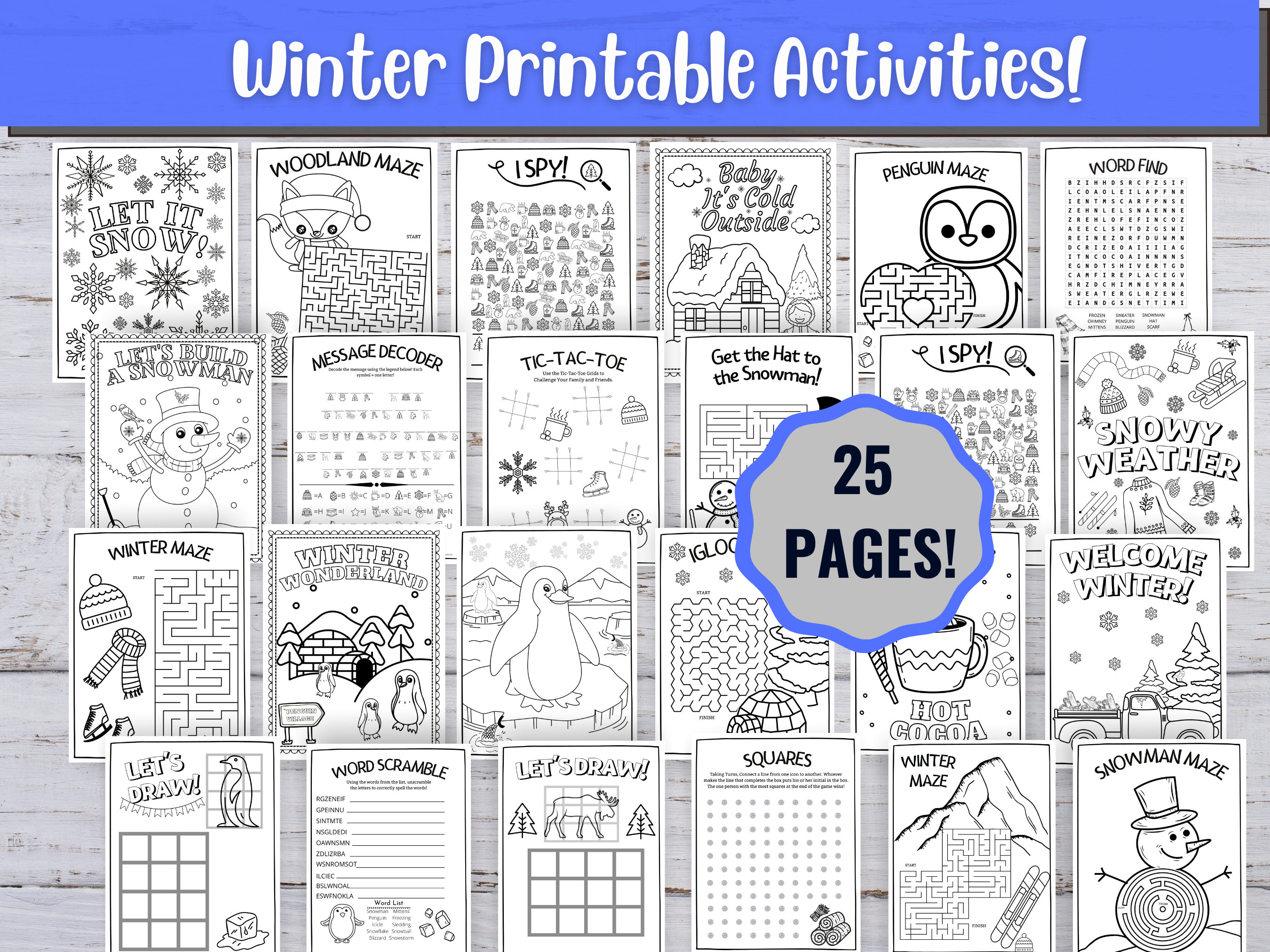 25 Winter Kids Activities, Winter Printable Activity, Printable ...