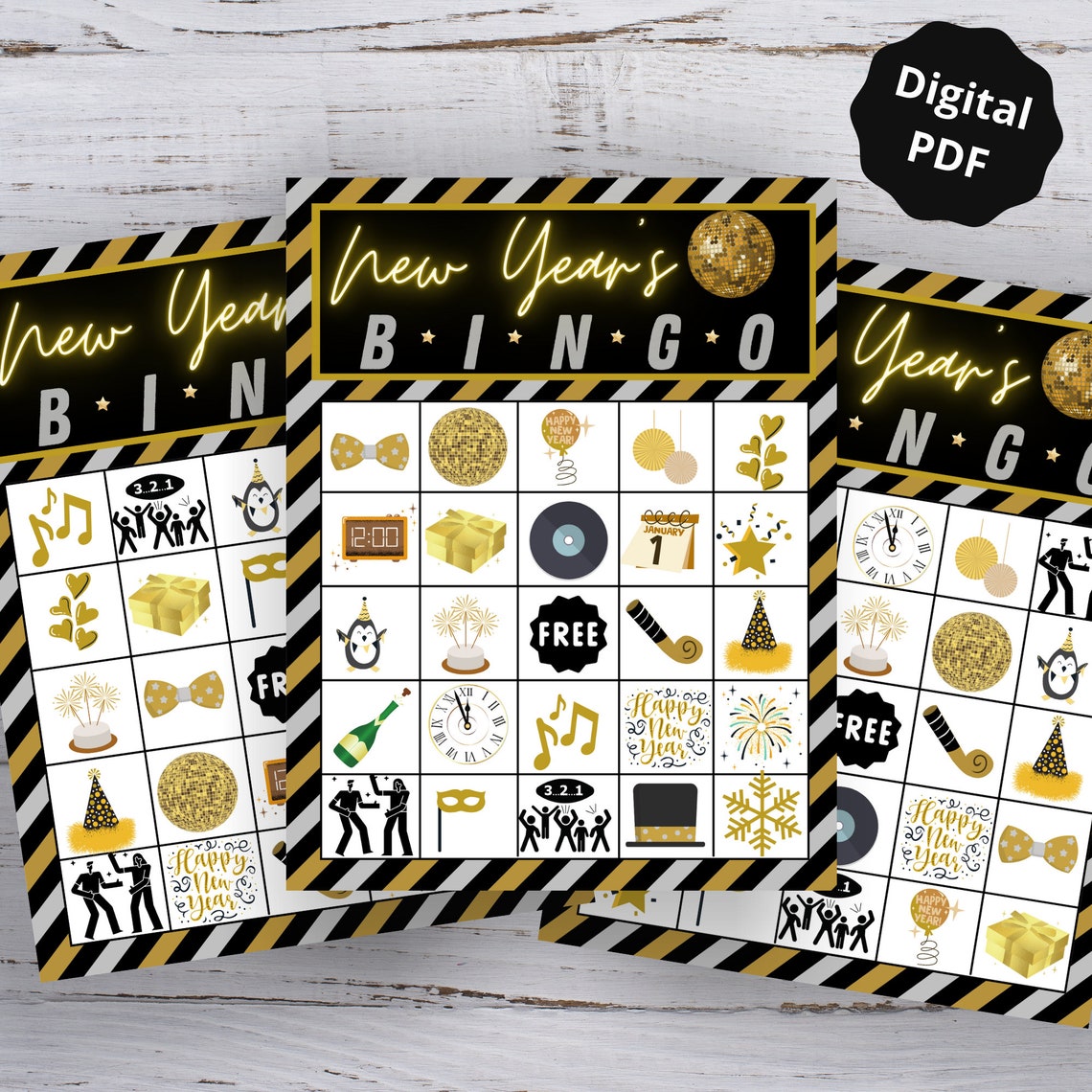 New Year's Eve Bingo Game, 30 Unique Cards (digital Download) - Etsy