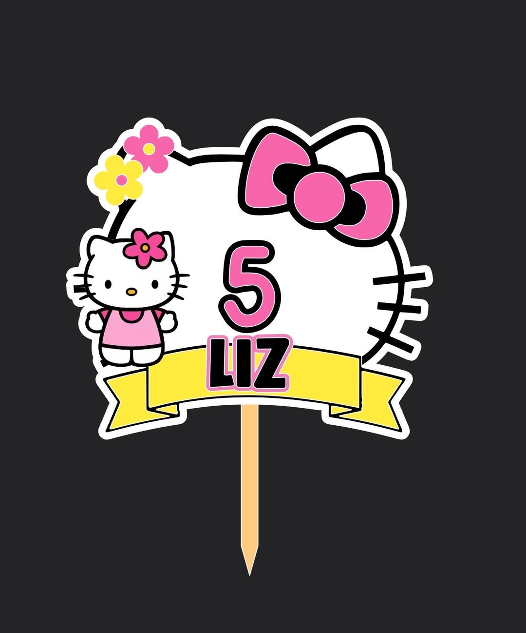 Hello Kitty Cardstock Cake Topper - Etsy