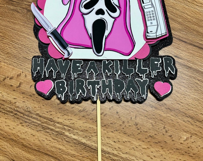 Ghostface Scream Birthday Cake Topper Pink Girlie - Etsy