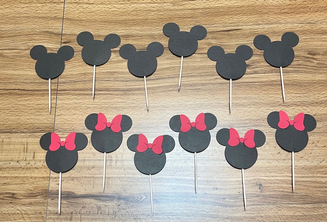 Mickey and Minnie Mouse Cardstock Cupcake Toppers - Etsy