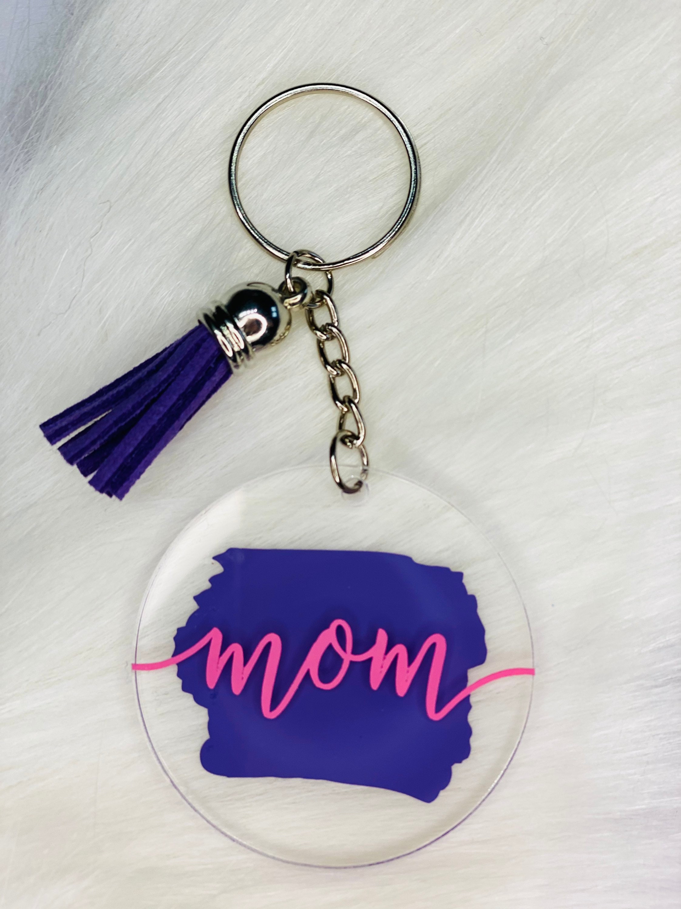 KEYCHAIN Personalized Clear Acrylic Keychain Painted Back | Etsy