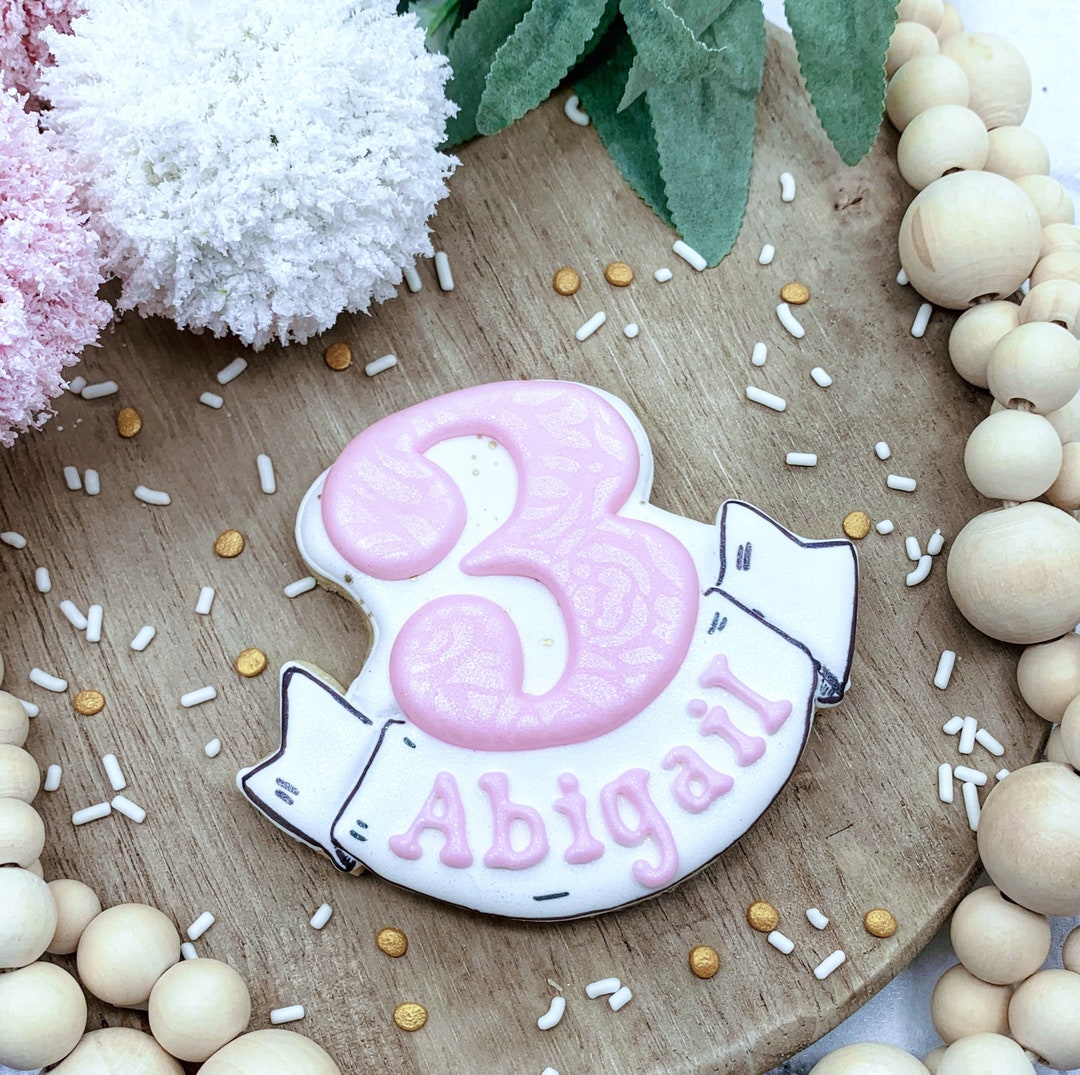 Number 3 With Banner Cookie Cutter - Etsy