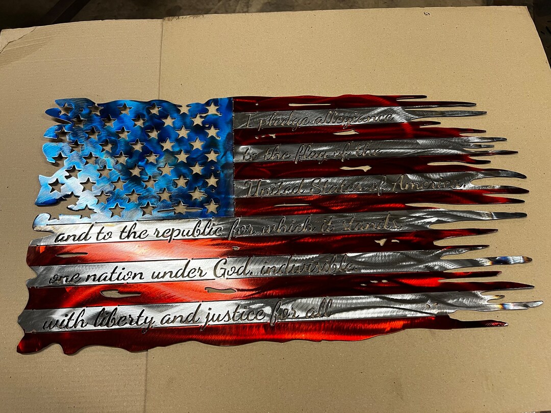 Pledge of Allegiance Metal Tattered Flag - Etsy