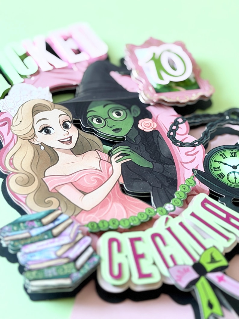 Wicked Cake Topper • Elphaba & Glinda Birthday Decor • Personalized ...