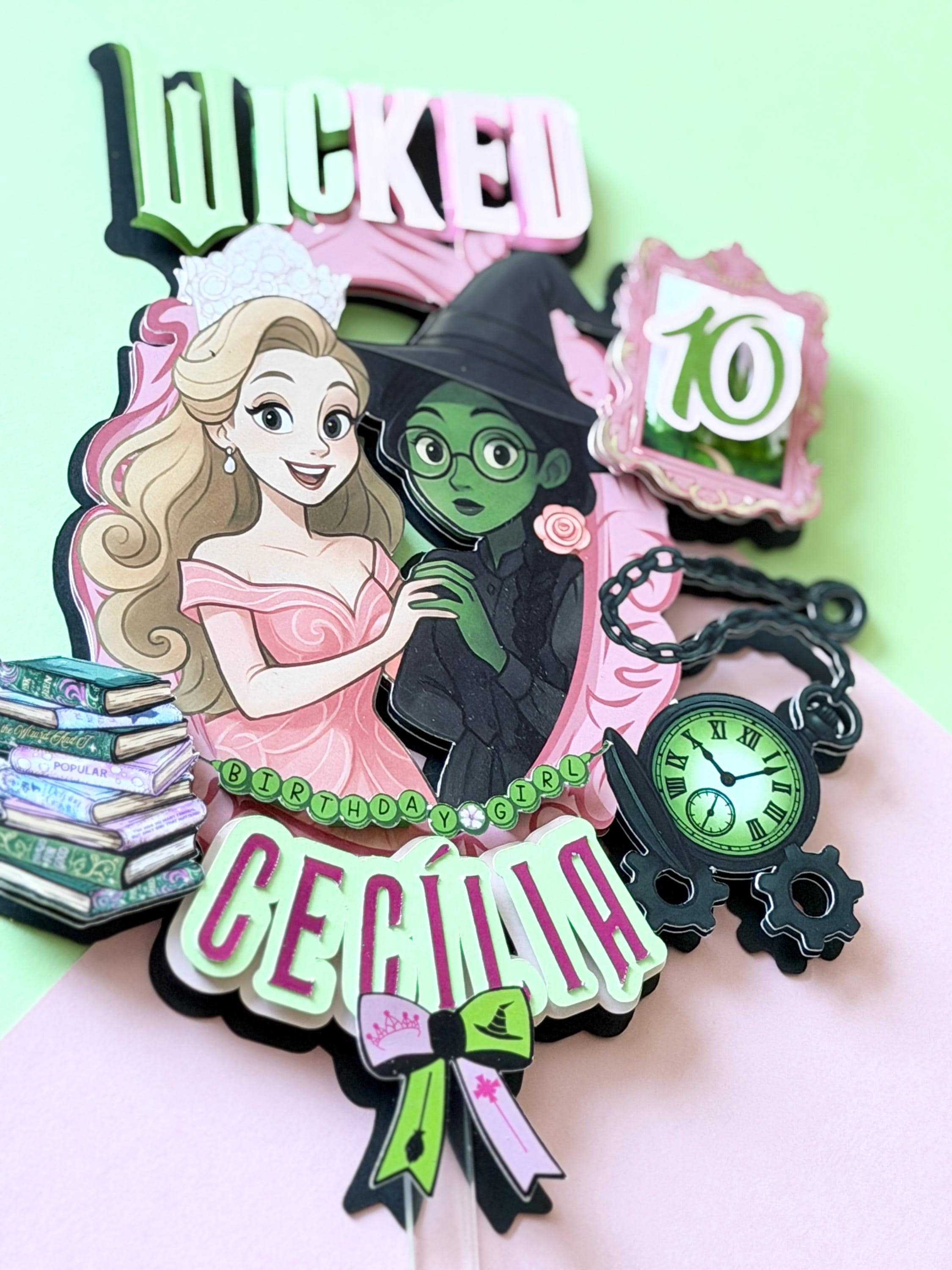 Wicked Cake Topper • Elphaba & Glinda Birthday Decor • Personalized ...