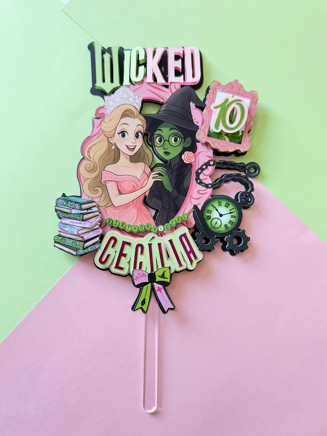 Wicked Cake Topper • Elphaba & Glinda Birthday Decor • Personalized ...