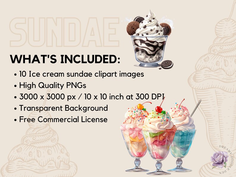 Ice Cream Clipart, Sundae Dessert Clipart, Strawberry, Vanilla Ice ...