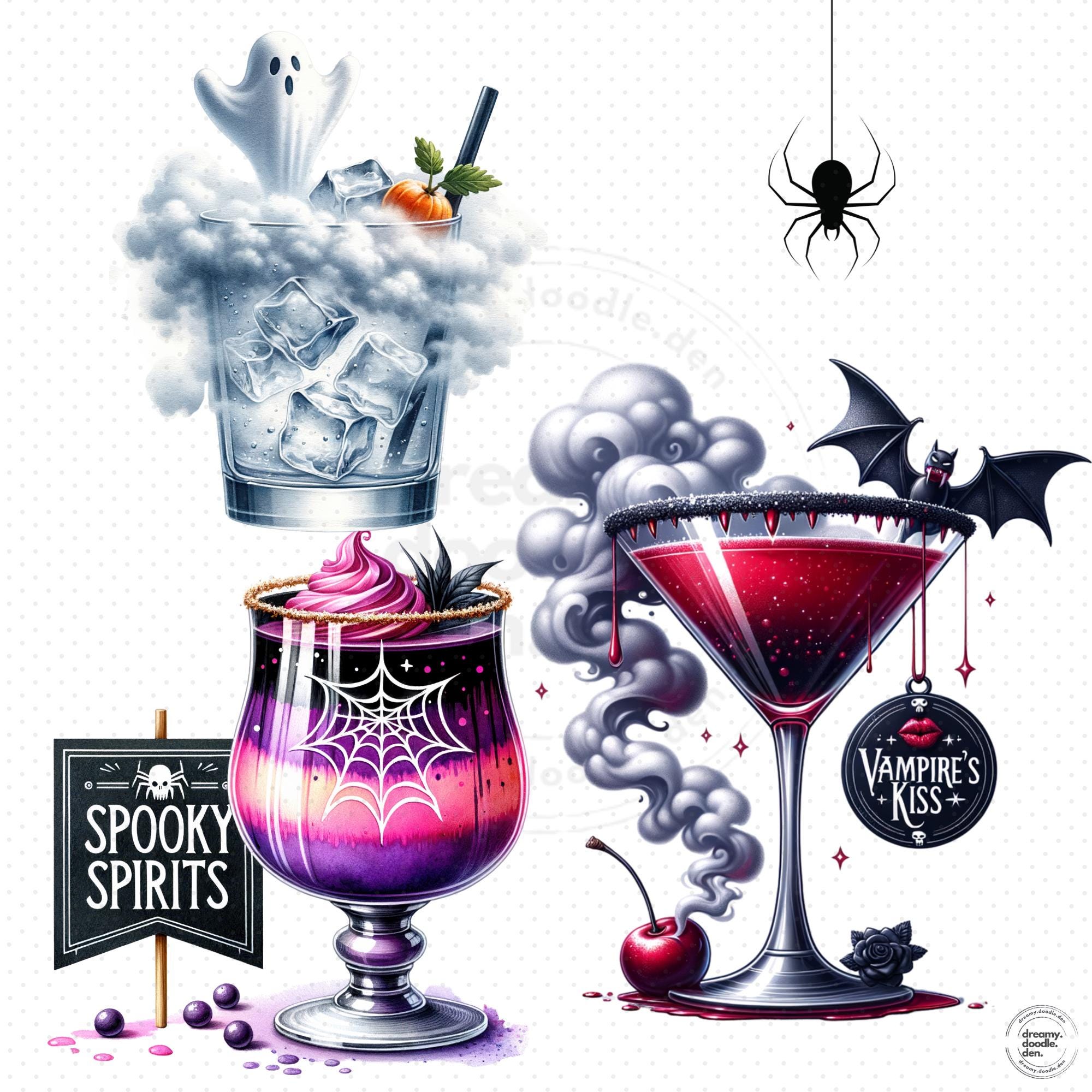 Creepy Cocktail Clipart Bundle, Halloween Cocktail Graphics, Ghoulish ...
