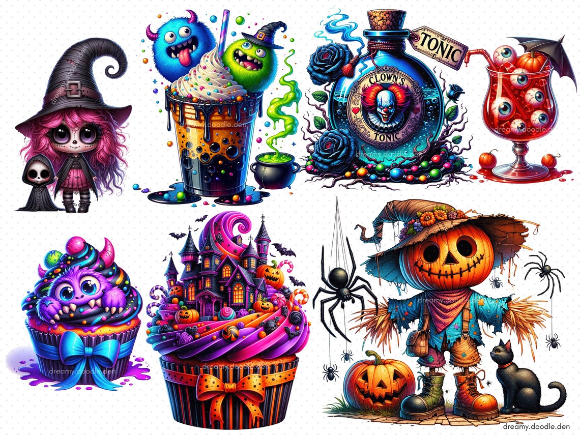148 Halloween Elements Clipart Bundle, Cute Kids Halloween Pngs ...