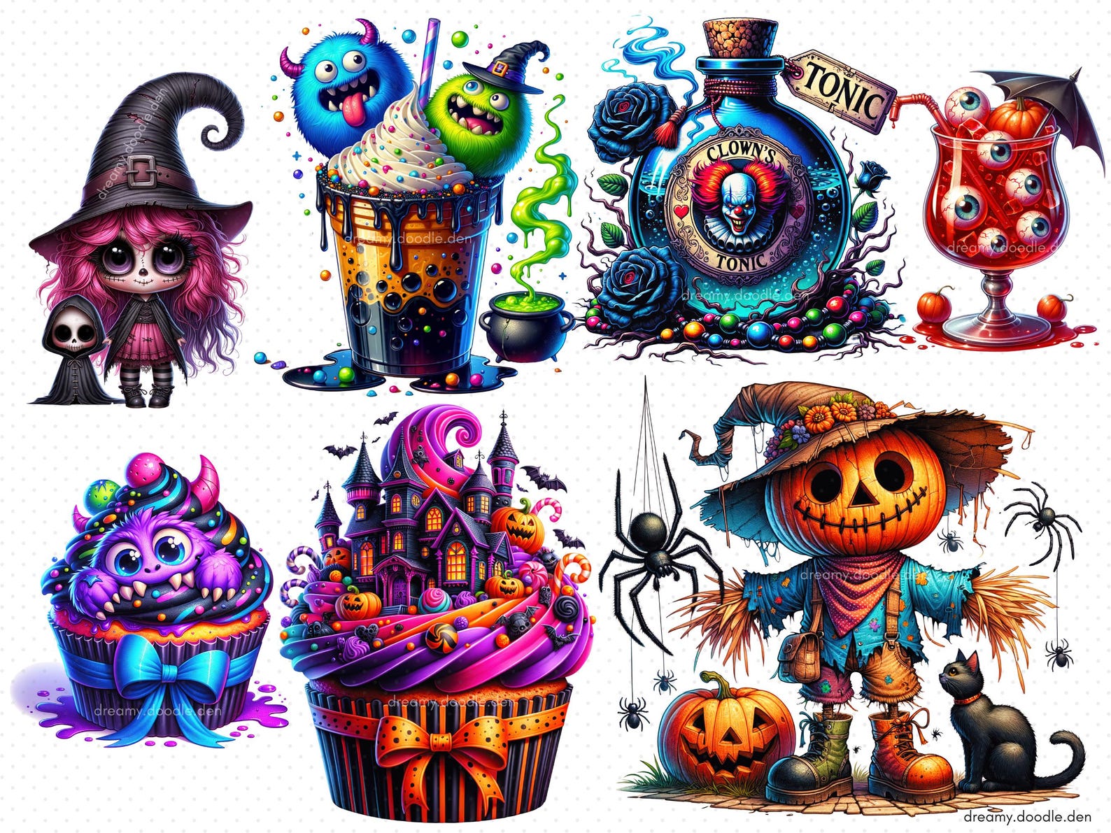 148 Halloween Elements Clipart Bundle, Cute Kids Halloween Pngs ...