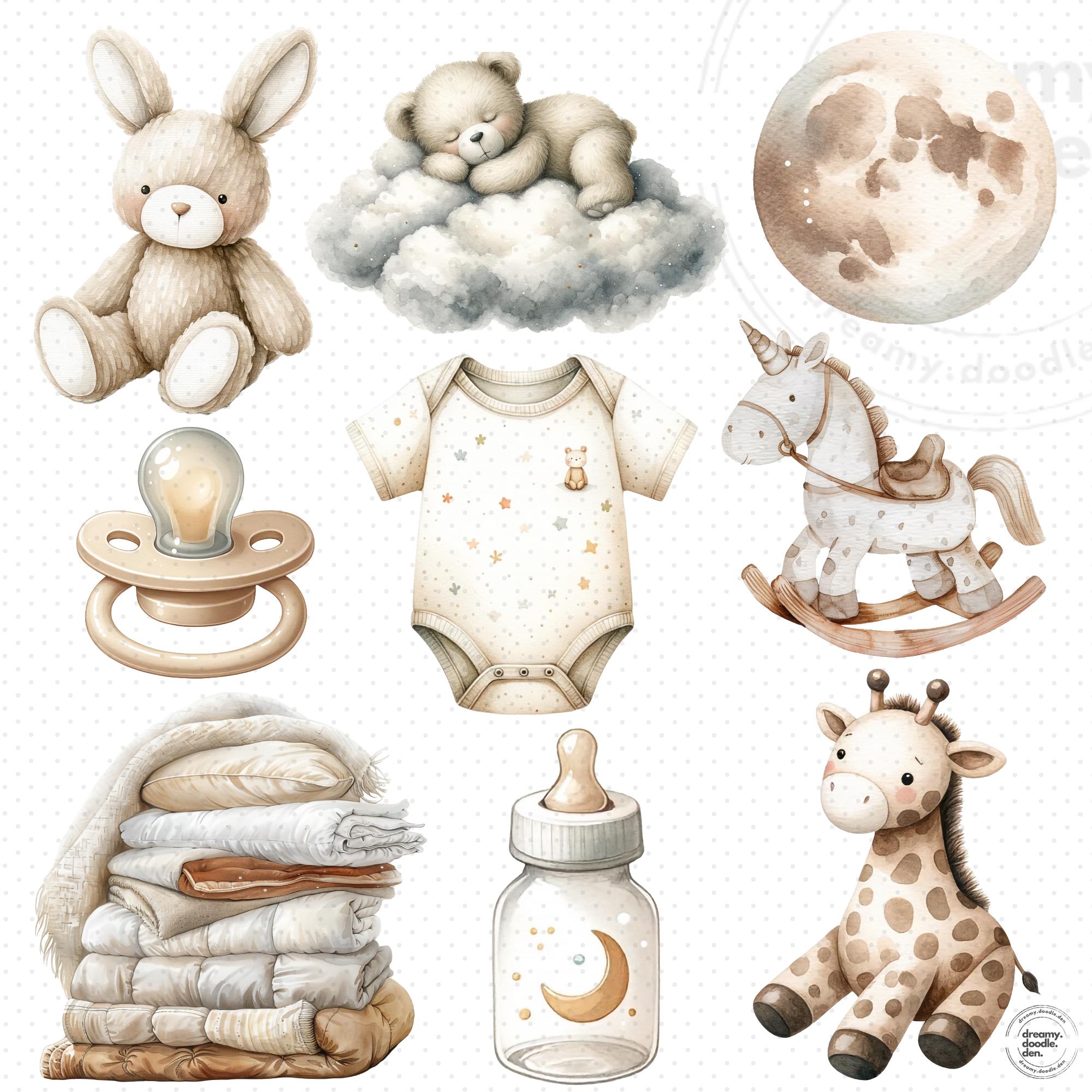 Gender Neutral Baby Clipart, Cute Baby Shower Clipart, Baby Shower ...