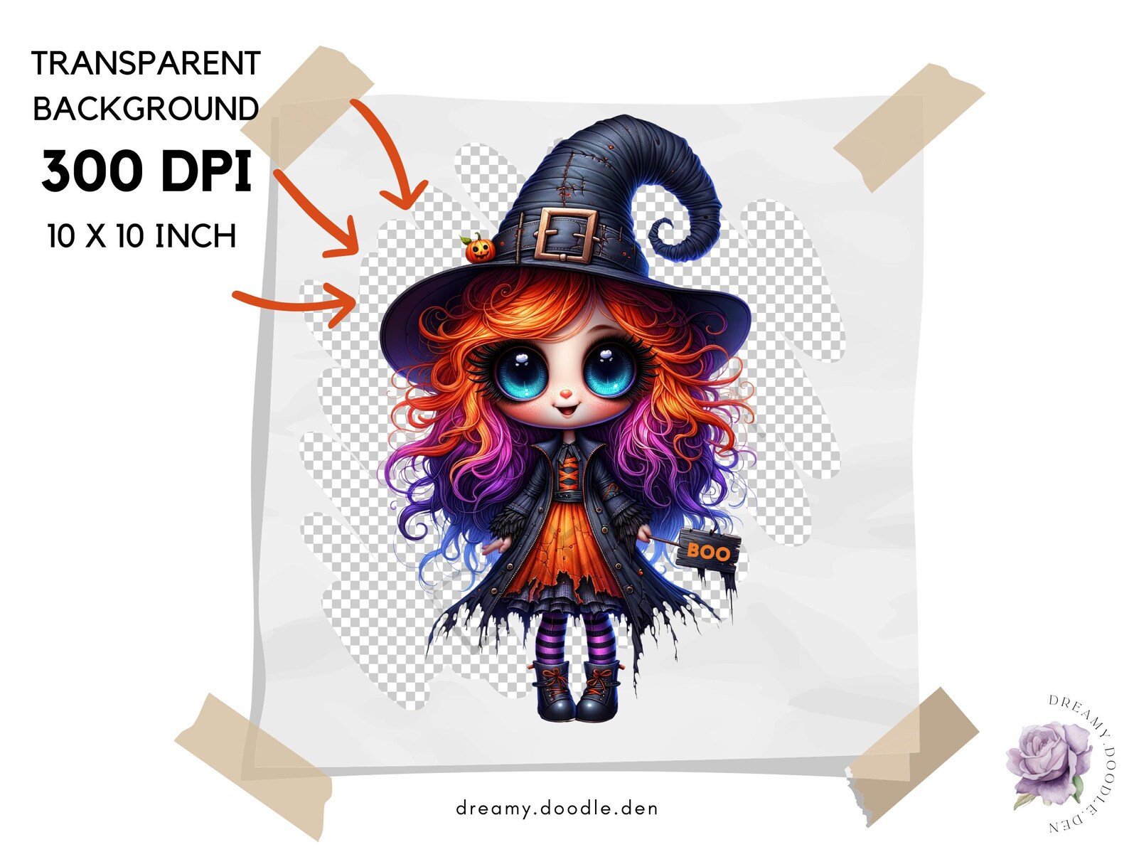 Halloween Witch Clipart Bundle, Cute Halloween Witches, Witch PNG, Cute ...
