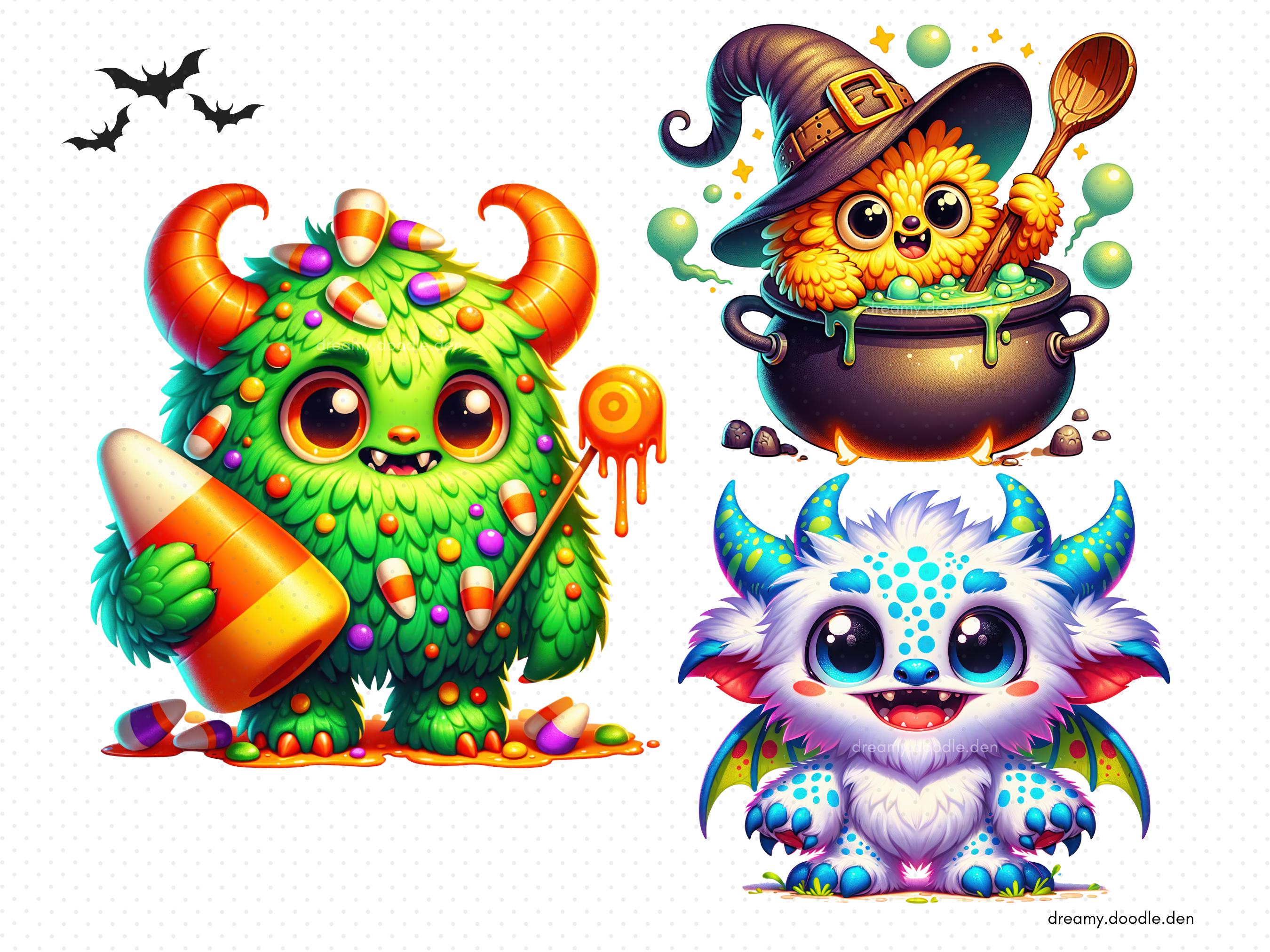 Cute Monsters Clipart Bundle, Adorable Monsters Clipart Bundle, Cute ...