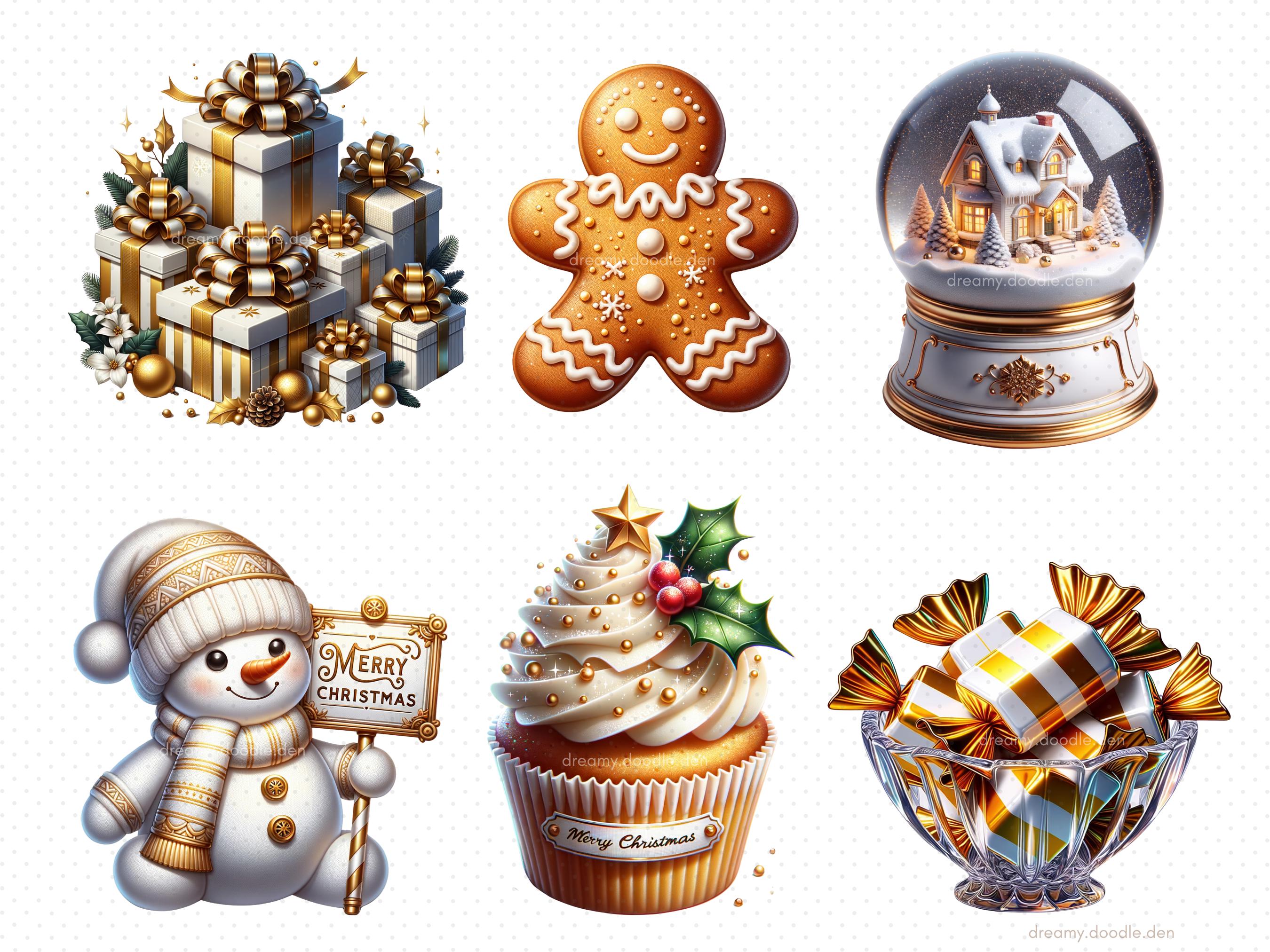 White Christmas Clipart Set, Elegant Holiday Graphics (digital Download ...