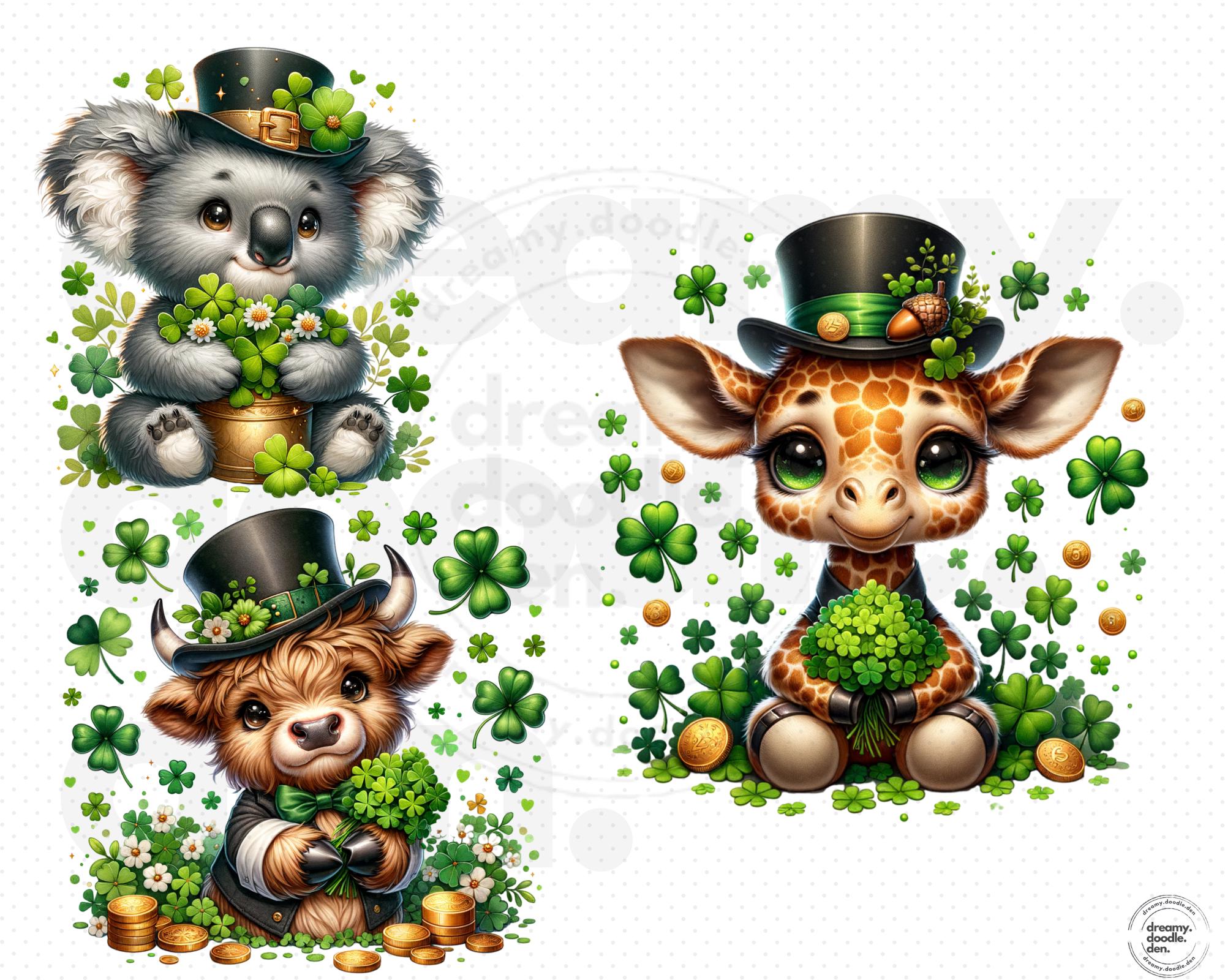 St. Patrick's Day Animals Clipart Bundle, Cute Lucky Animal Clipart ...