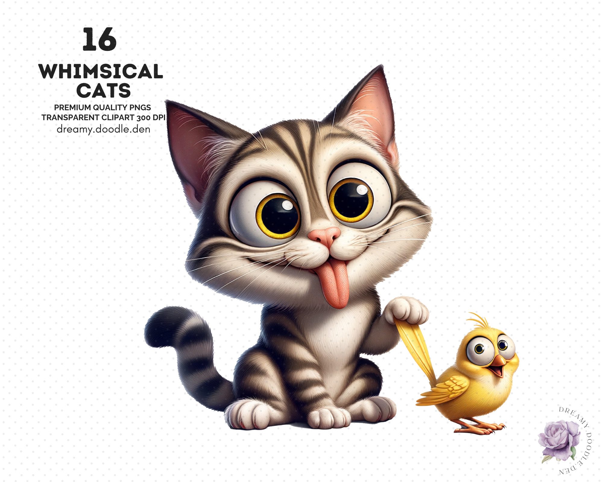 Whimsical Cats Clipart Bundle, Funny Cats Clipart Bundle, Quirky Cats ...