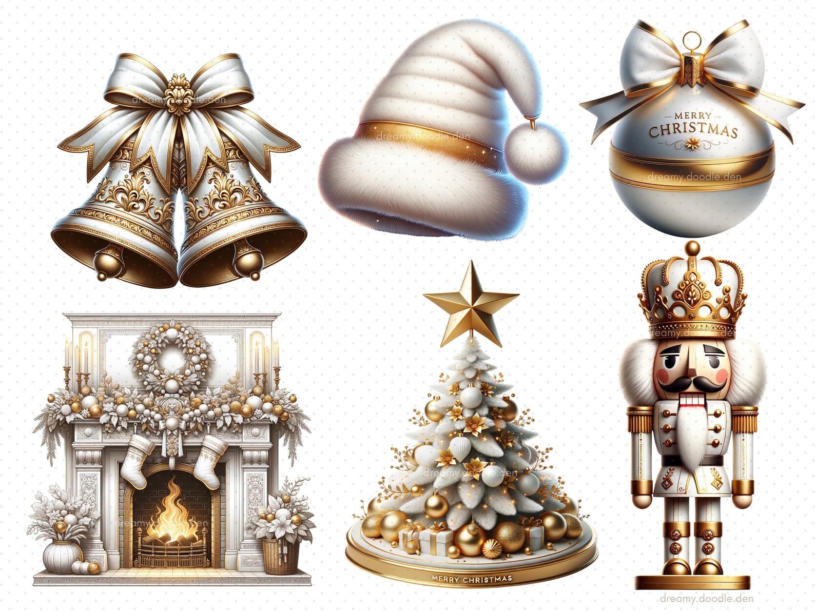 White Christmas Clipart Set, Elegant Holiday Graphics (digital Download ...