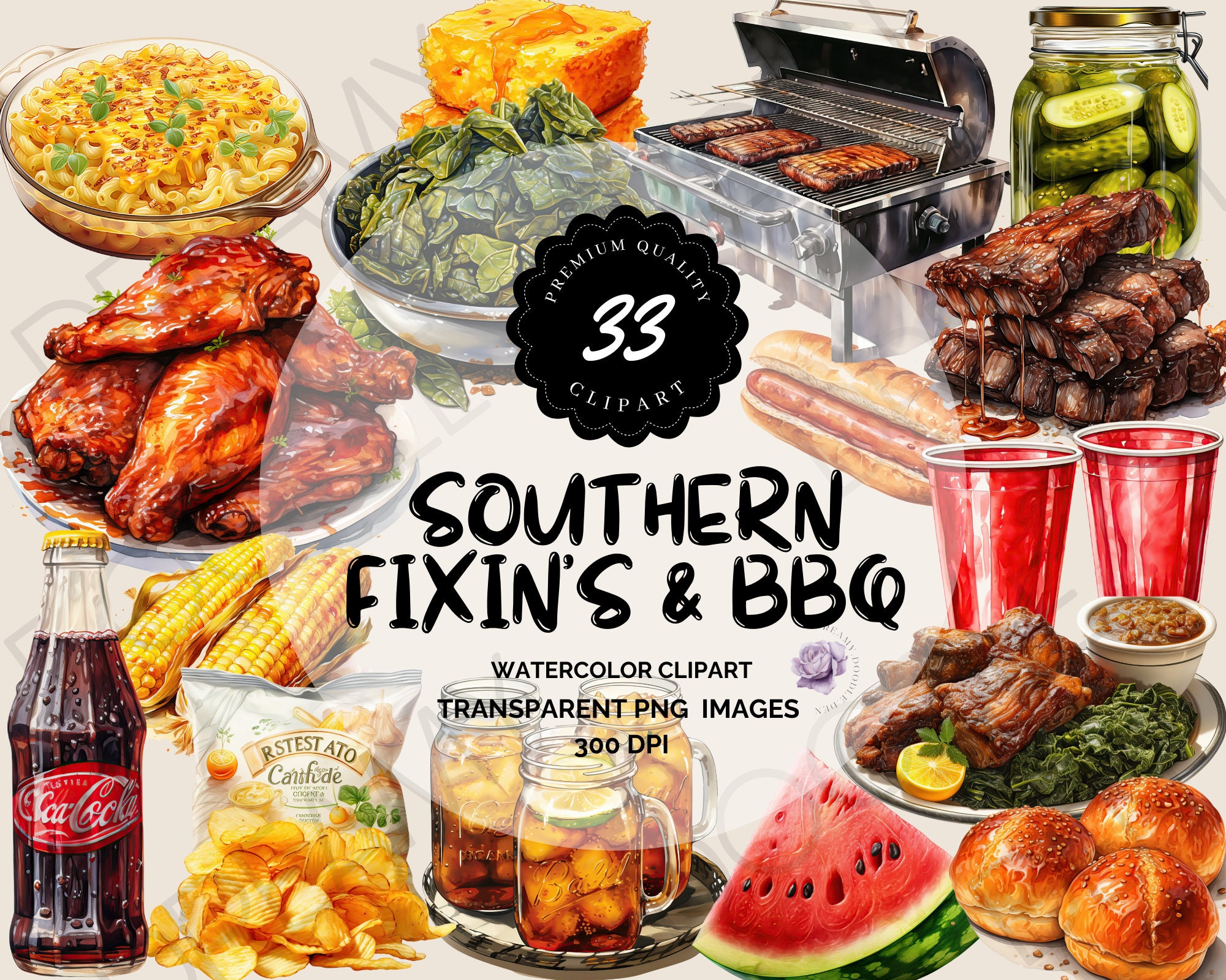 Southern BBQ Clipart, Southern Cuisine, Barbecue Ribs, Backyard ...