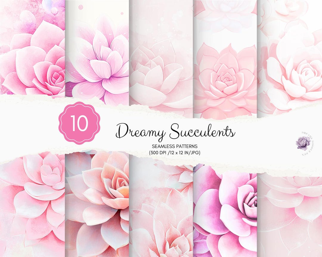 Dreamy Pastel Succulents Seamless Patterns, Seamless Pattern Download ...