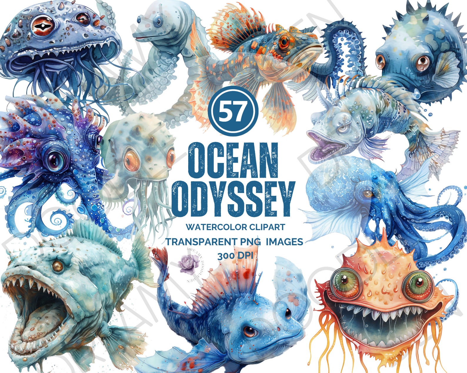 Deep-sea Clipart, Underwater Illustrations, Sea Creatures, Whimsical ...