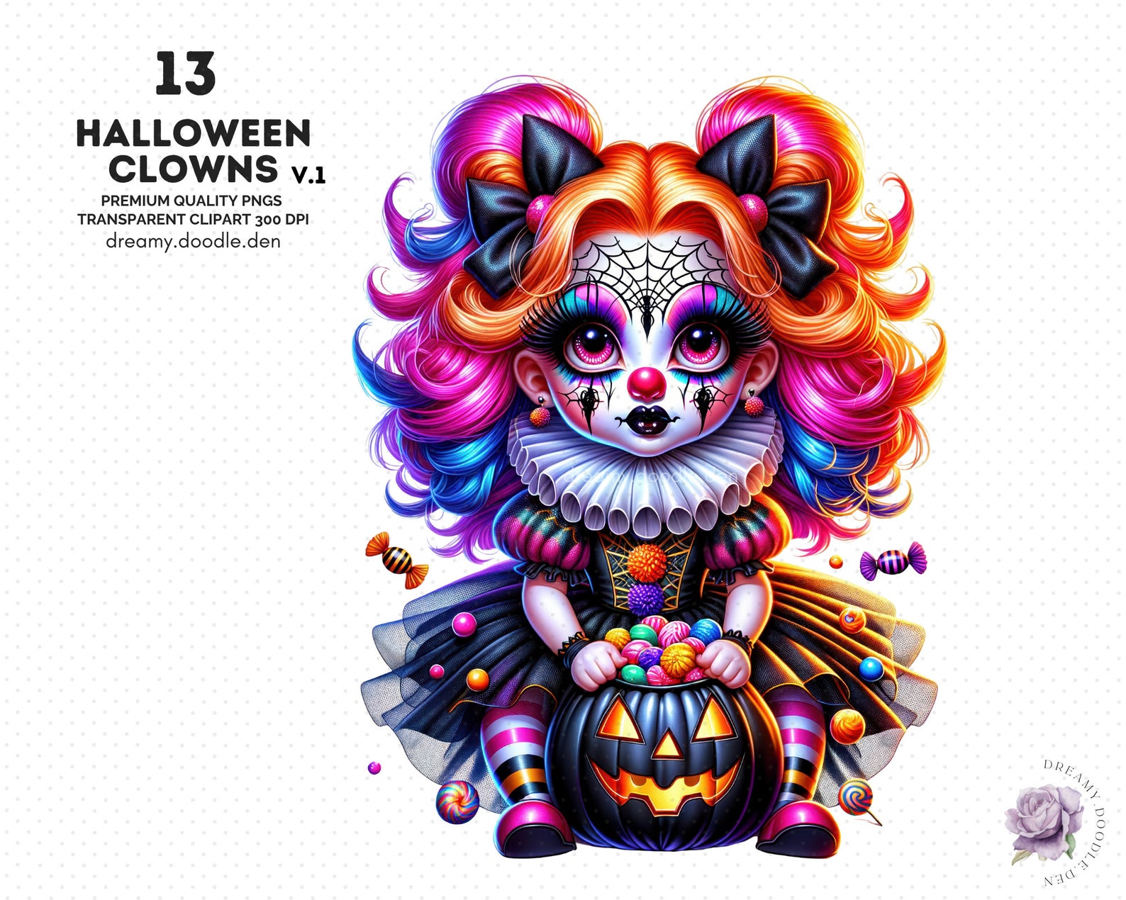Halloween Clowns Clipart Bundle, Clown Clipart, Cute Halloween Clown ...