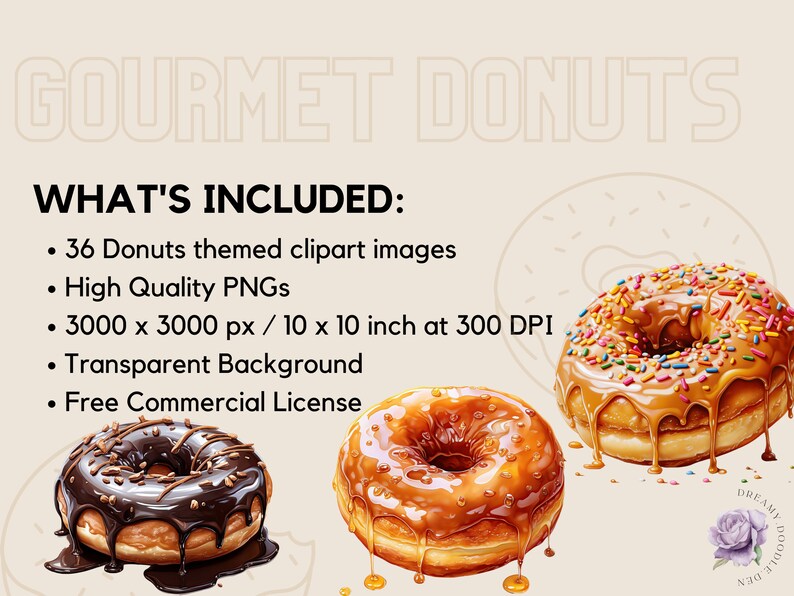 Donuts Clipart Bundle, Cute Donut Clipart, Donut Illustrations, Donut ...