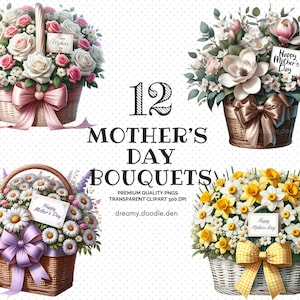 Mother's Day Floral Bouquet Clipart, Spring Flowers (digital Download ...