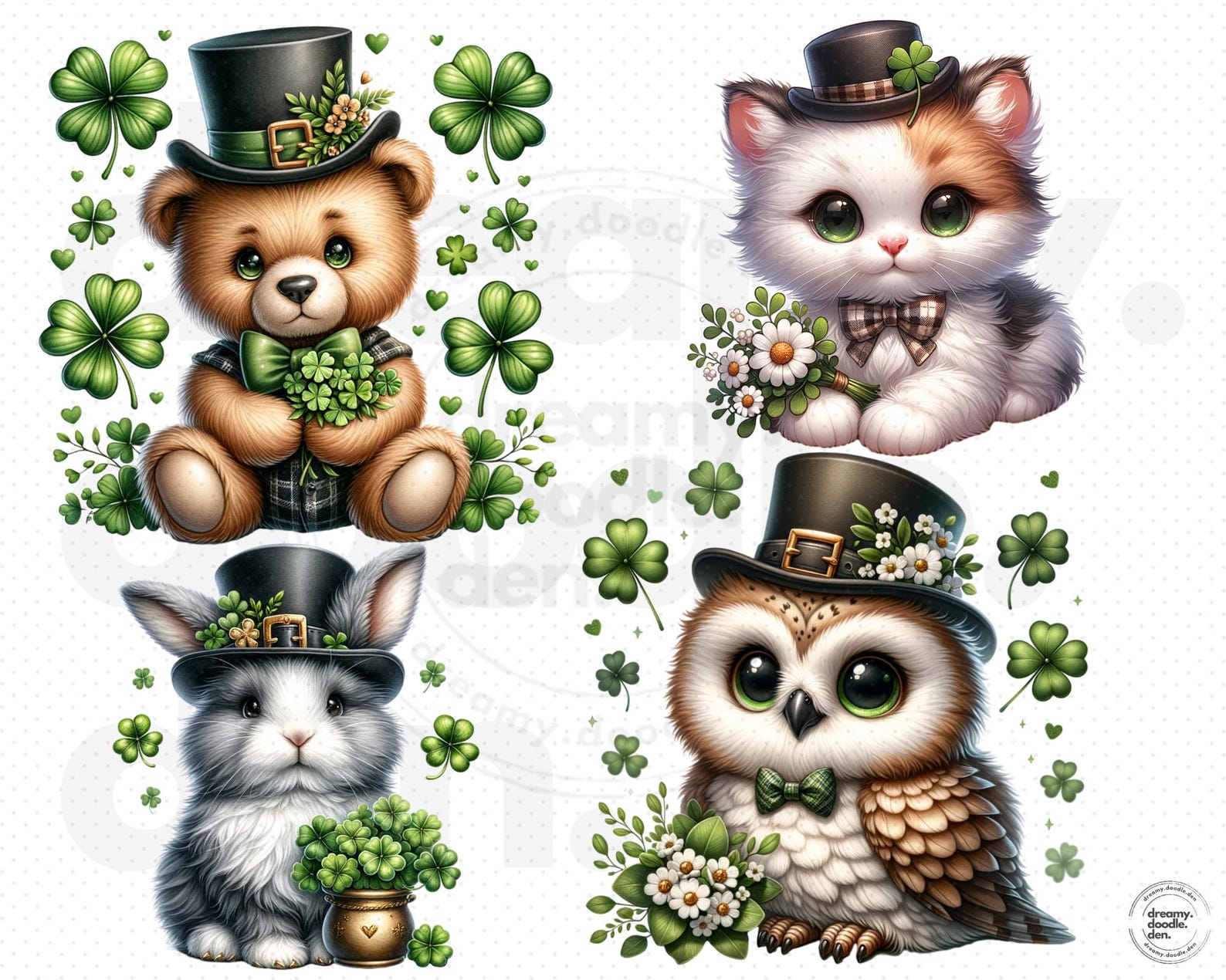 St. Patrick's Day Animals Clipart Bundle, Cute Lucky Animal Clipart ...