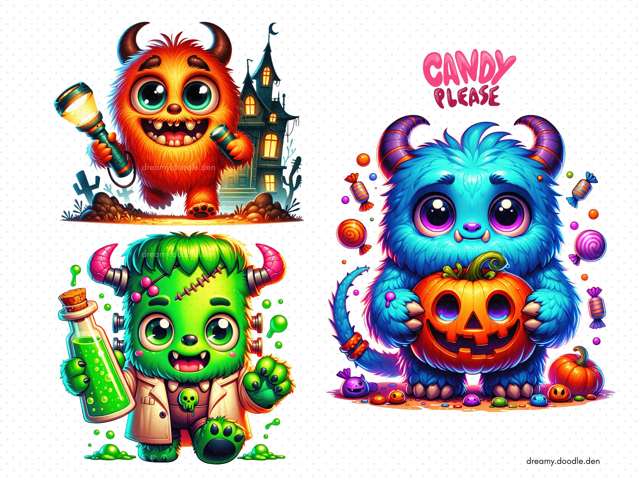Cute Monsters Clipart Bundle, Adorable Monsters Clipart Bundle, Cute ...